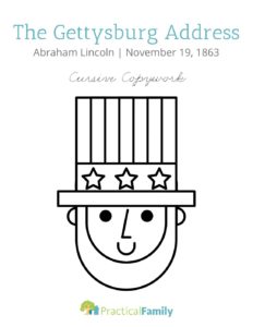 Gettysburg Address Printable - Cursive (1) - Practical Family